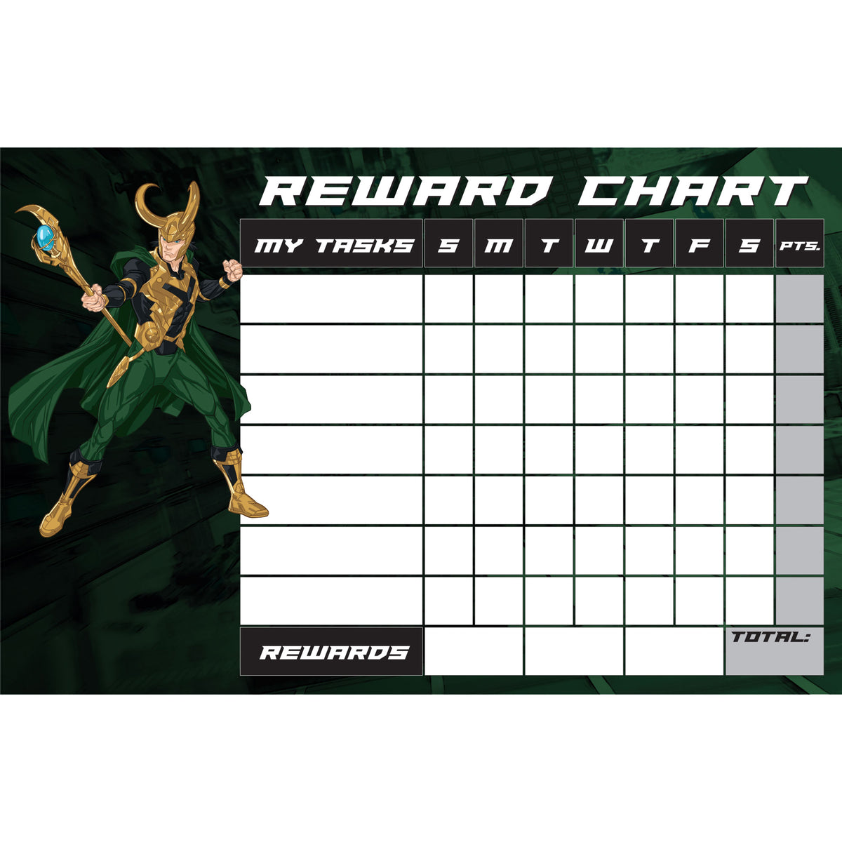 Avengers - LOKI Reward Chart - Dry Erase - Official Marvel - Reusable ...