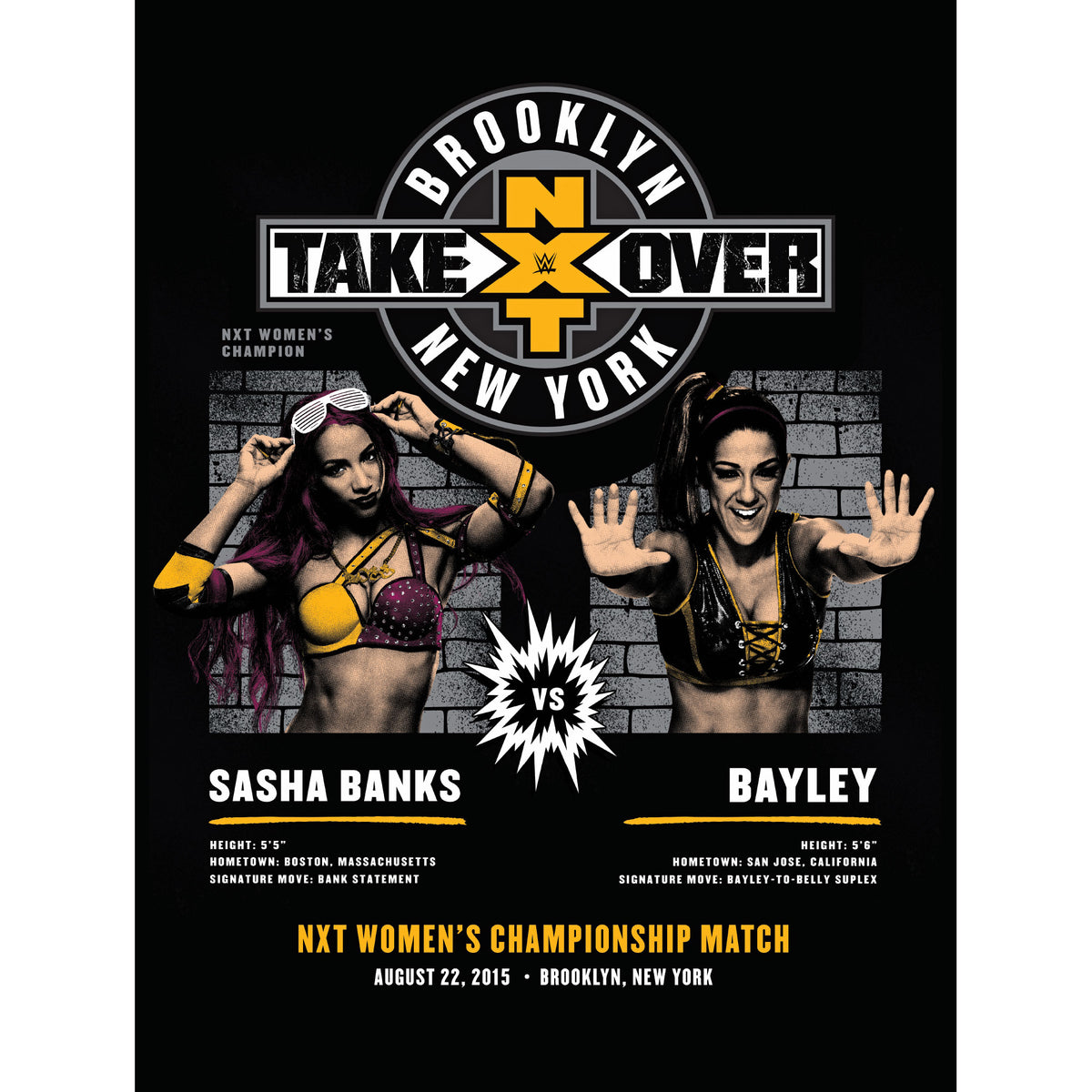 Sasha Banks and Bayley - NXT Takeover Brooklyn - Peel & Stick Poster ...