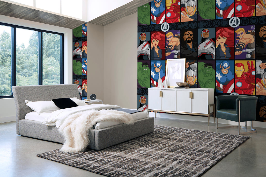 Avengers: Tile - Officially Licensed Marvel Peel & Stick Wallpaper ...