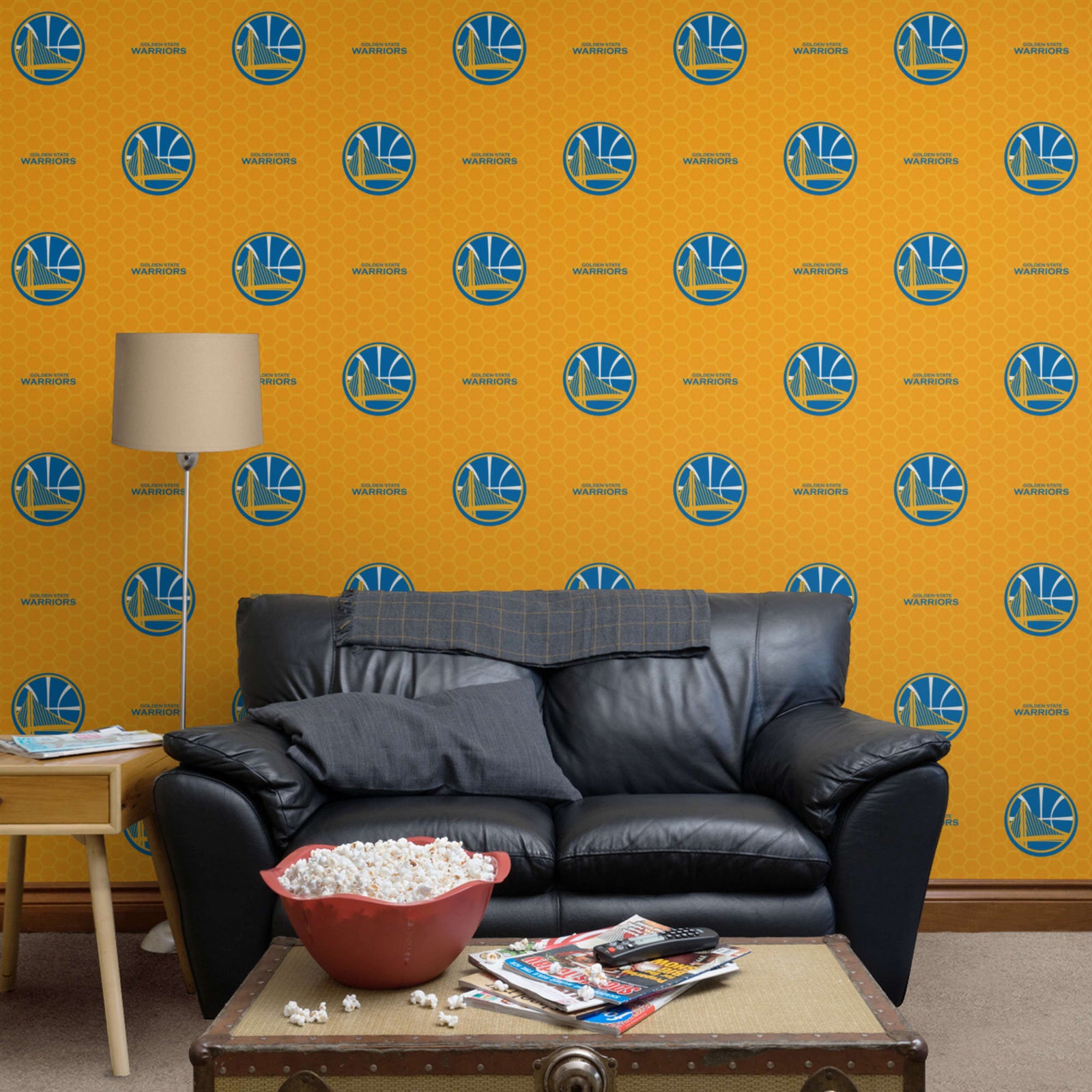 Golden State Warriors (Yellow) - Logo Pattern - Peel & Stick Wallpaper ...
