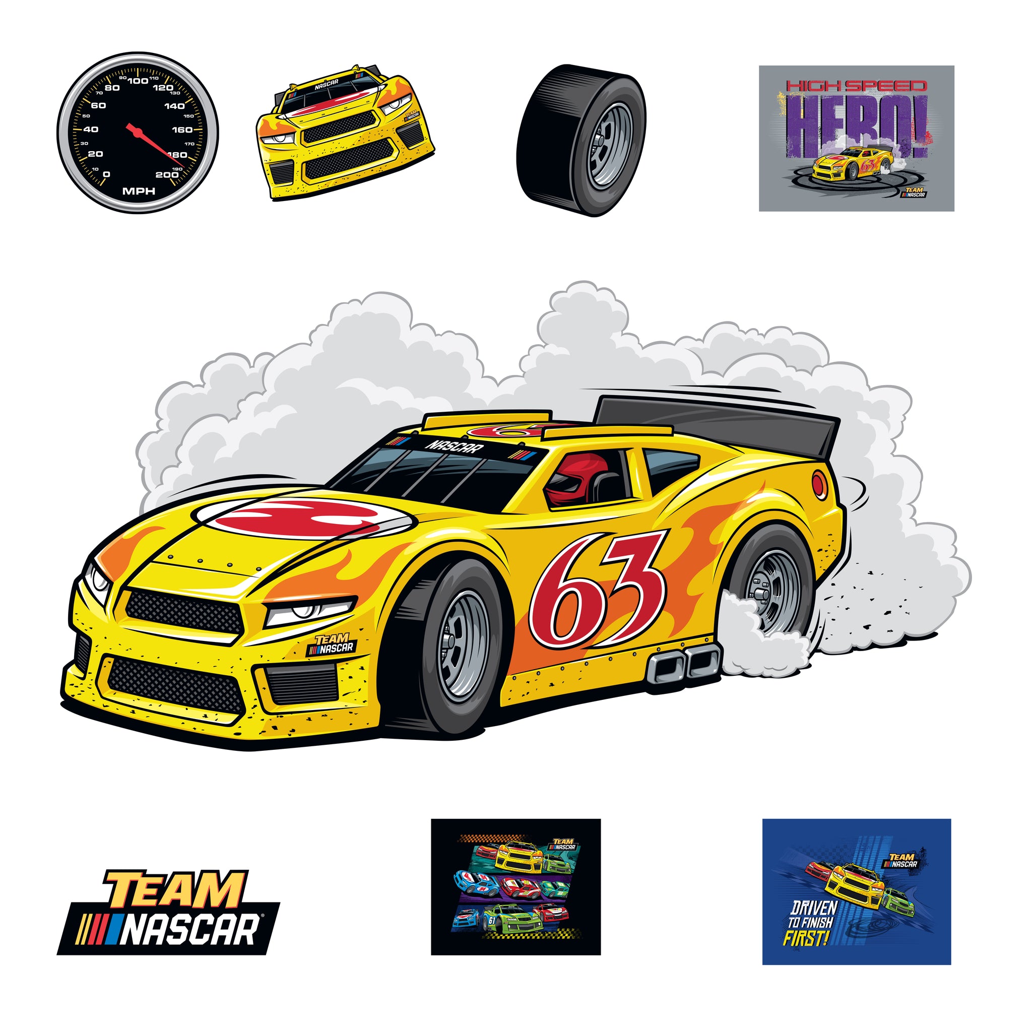 Kids Burn Rubber - RealBig Collection - Official NASCAR - Reusable Vin ...