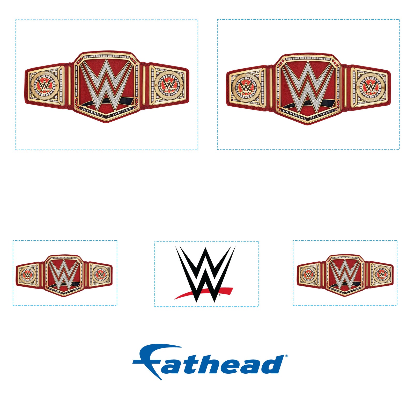 Red Universal Title - 5 Logo Minis (Mixed Sizes) - Official WWE - Reus ...